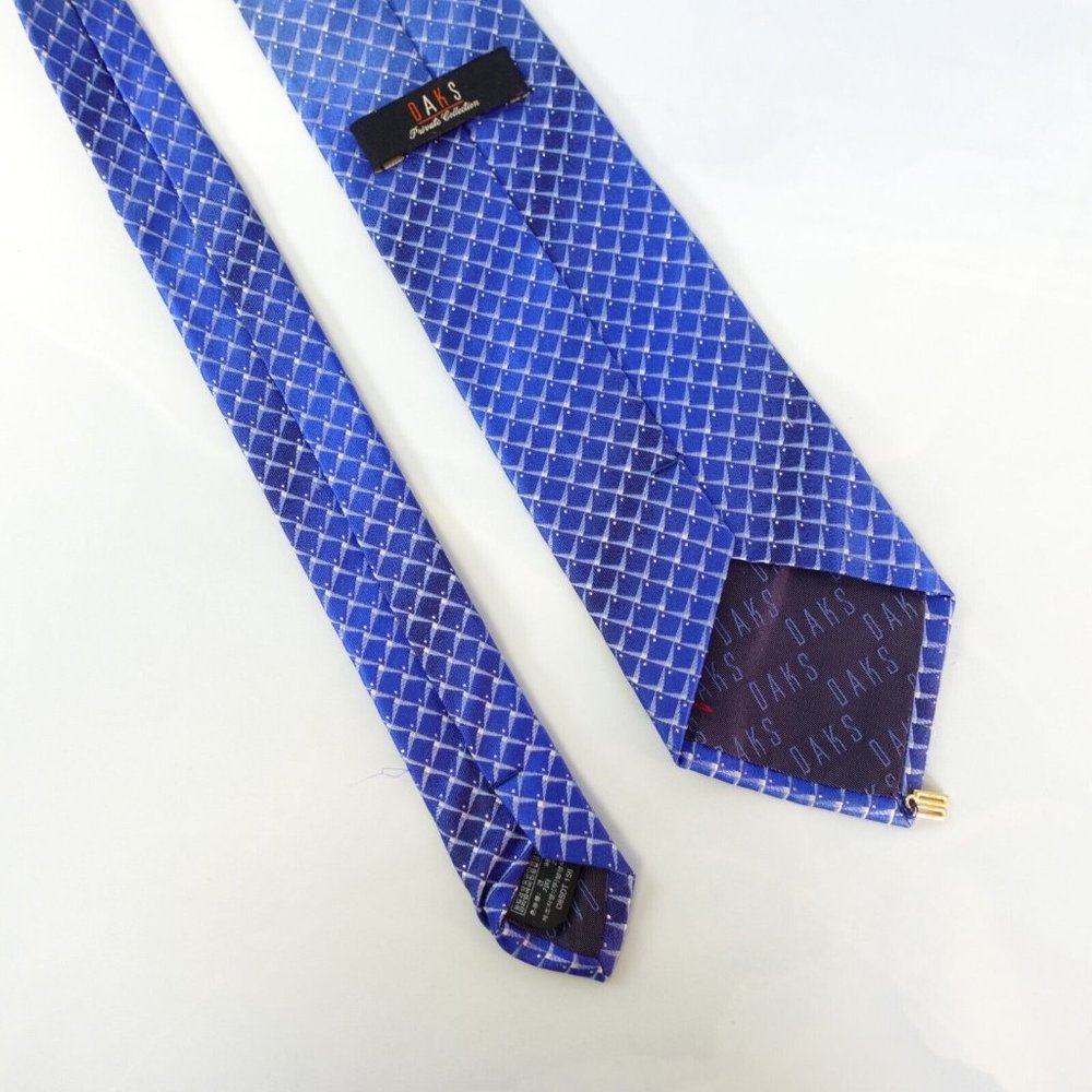 Daks Luxury Men's Royal Blue Metallic Necktie Geometr… - Gem